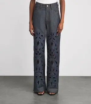 CHRISTIE BROWN Laser-cut Wide-leg Jeans