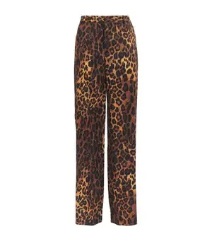 L'Agence Leopard Print Livvy Wide-leg Trousers - Brown