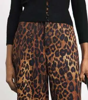 L'Agence Leopard Print Livvy Wide-leg Trousers