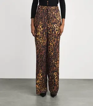 L'Agence Leopard Print Livvy Wide-leg Trousers