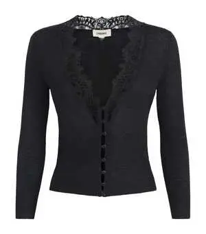 L'Agence Lace-trim Eluna Cardigan - Black