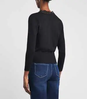 L'Agence Lace-trim Eluna Cardigan - Black