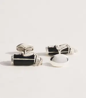 DEAKIN & FRANCIS Sterling And Enamel Golf Cufflinks - Silver