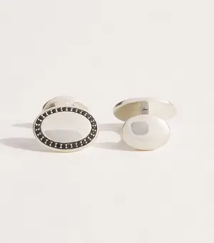 DEAKIN & FRANCIS Sterling And Black Spinel Oval Cufflinks - Silver