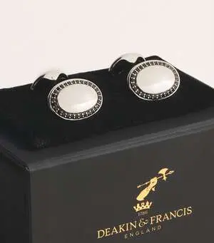 DEAKIN & FRANCIS Sterling And Black Spinel Oval Cufflinks