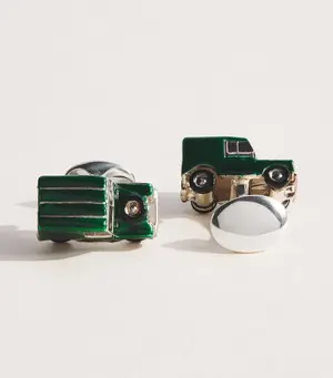 DEAKIN & FRANCIS Sterling And Enamel Car Cufflinks - Silver
