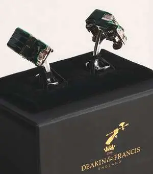 DEAKIN & FRANCIS Sterling And Enamel Car Cufflinks
