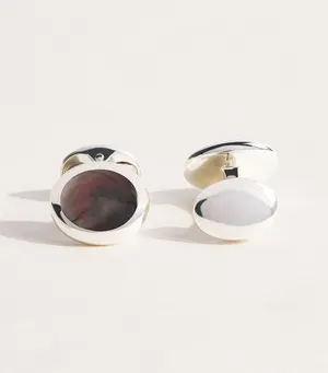 DEAKIN & FRANCIS Sterling And Mother Of Pearl Oval Cufflinks - Silver