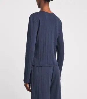LESET Cotton Pointelle Cardigan