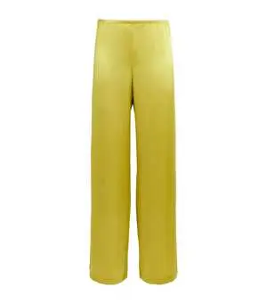 LESET Satin Barb Wide-leg Trousers - Green