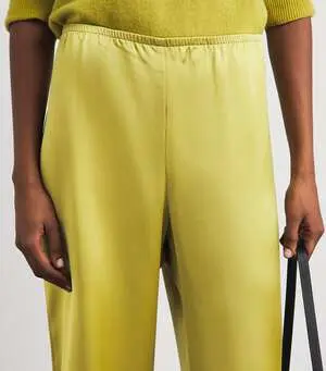 LESET Satin Barb Wide-leg Trousers