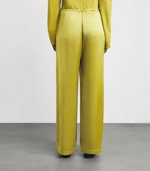 LESET Satin Barb Wide-leg Trousers