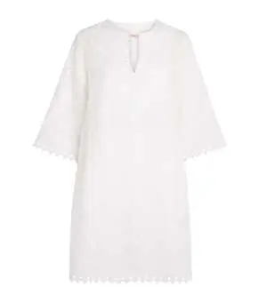 ERES Linen Aigue-marine Embroidered Kaftan - Ivory