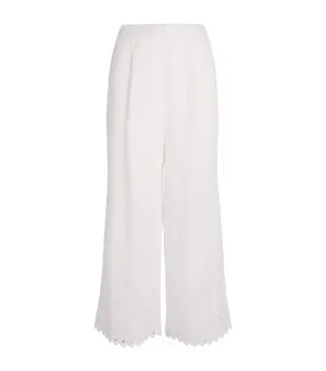 ERES Linen Albatre Embroidered Trousers - Ivory