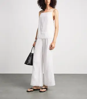 ERES Linen Albatre Embroidered Trousers - Ivory