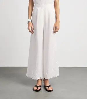 ERES Linen Albatre Embroidered Trousers - Ivory