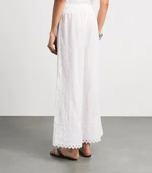 ERES Linen Albatre Embroidered Trousers - Ivory