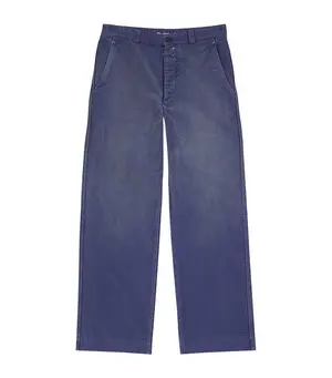 Auralee Garment-dyed Organic Cotton Trousers - Navy