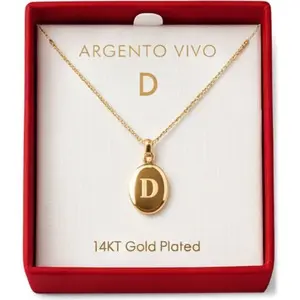 Argento Vivo Initial Oval Locket Necklace - Gold D