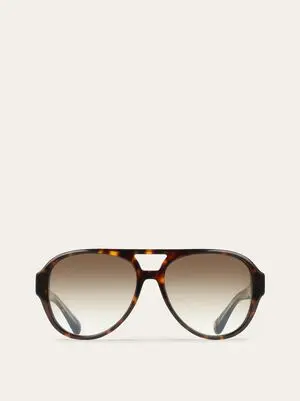 FERRAGAMO Aviator Frame Sunglasses - Brown