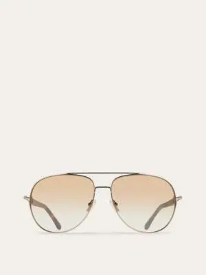 FERRAGAMO Aviator Frame Sunglasses Yellow
