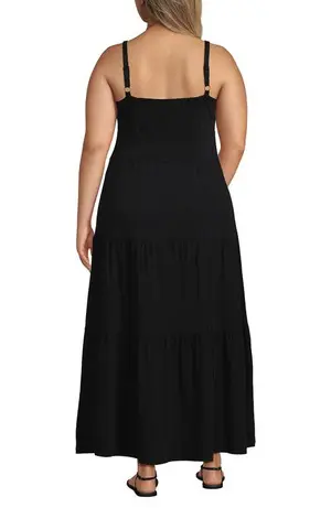 LANDS' END Cotton Modal Twist Front Tiered Maxi Dress