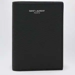 Saint Laurent Card Holder In Grain De Poudre Leather - Black