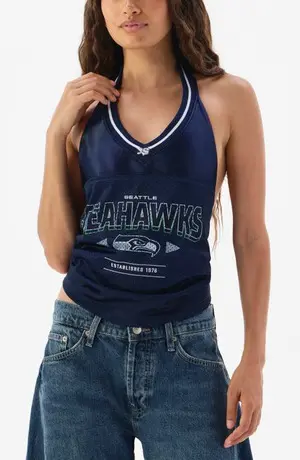 OFF SEASON Jersey Halter Top Navy