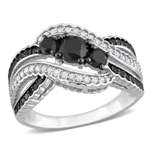 JULIANNA B. 1-1/5 Black Crisscross Ring 10k