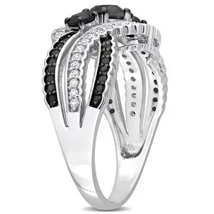 JULIANNA B. 1-1/5 Black Crisscross Ring 10k