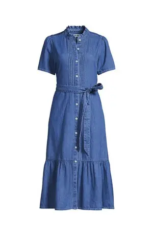 LANDS' END Light Weight Denim Tiered Midi Dress