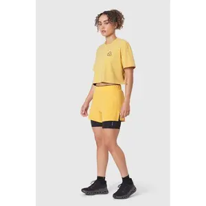 ASRV Supima Ice Skin Reversible Crop Tee Amber/black