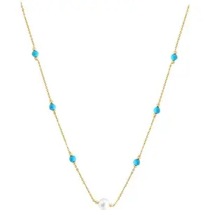 EFFY 14k Yellow Gold Turquoise Dreams Freshwater Pearl Necklace - Blue