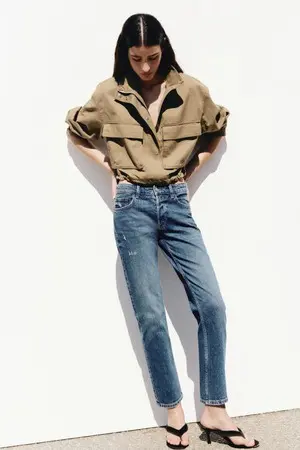 H&M Straight Regular Waist Jeans - Denim Blue
