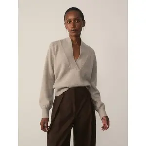 The Fold Orta Wool Blend V-neck Sweater - Neutral
