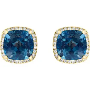 EFFY 14k Yellow Gold Midnight Ocean London Topaz Earrings - Blue