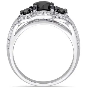 JULIANNA B. 1-3/4 Ctw Black 3-stone Ring 10k