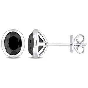 JULIANNA B. 2 Ctw Black Oval Stud Earrings 14k