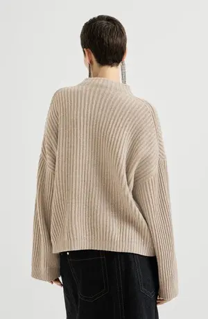 Brunello Cucinelli Sparkling & Dazzling Cashmere And Wool Ribbed Sweater