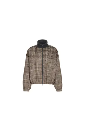 Brunello Cucinelli Checked Alpaca And Wool Bomber Jacket With Dazzling Degradé Embroidery And Thermore® Padding
