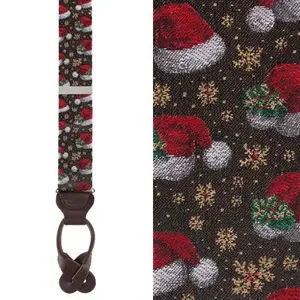 Trafalgar Kris Kringle's Cap Silk Novelty Button End Suspenders - Black