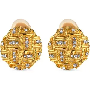 CHRISTINA CARUSO Woven Pave Clip-on Earring - Gold