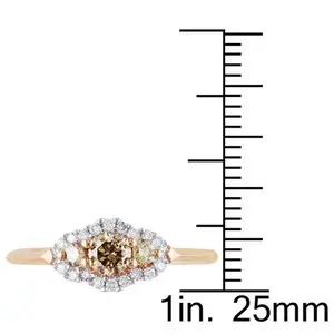 JULIANNA B. Brown & White Halo Engagement Ring