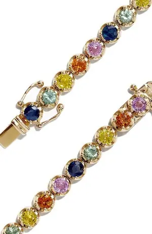 EFFY Multi-color Sapphire Tennis Bracelet In 14k Yellow Gold