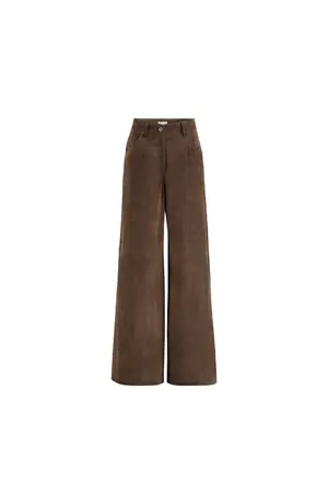 Brunello Cucinelli Suede Baggy Trousers With Monili