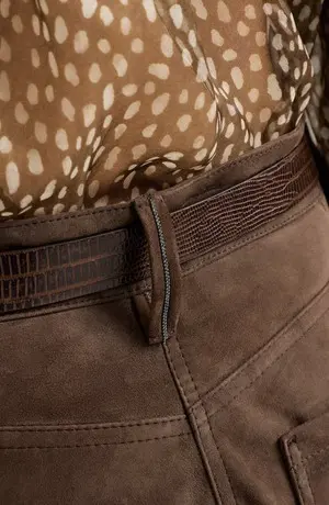 Brunello Cucinelli Suede Baggy Trousers With Monili