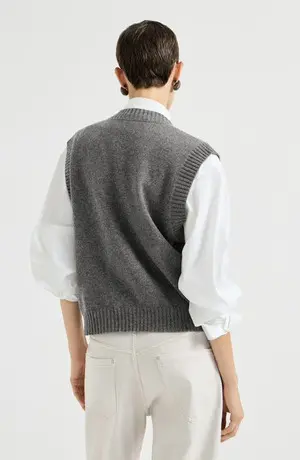 Brunello Cucinelli Cashmere Sweater Vest With Monili