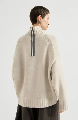Brunello Cucinelli Cashmere Turtleneck Sweater With Shiny Zipper
