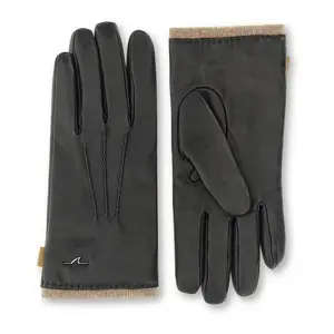Paul & Shark Leather Gloves With Cashmere Lining - Black