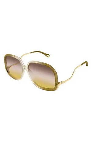 Chloé Ch0404s 60mm Polarized Gradient Geometric Sunglasses
